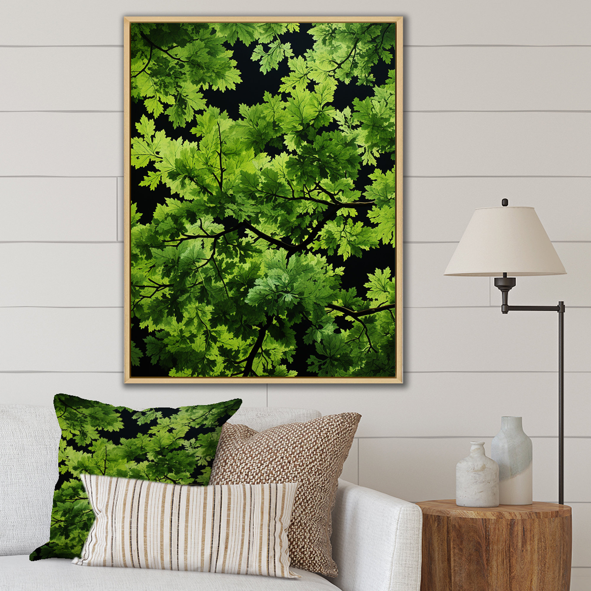 Winston Porter Green Leaves At Midnight Skies - Tree Wall Art | Wayfair