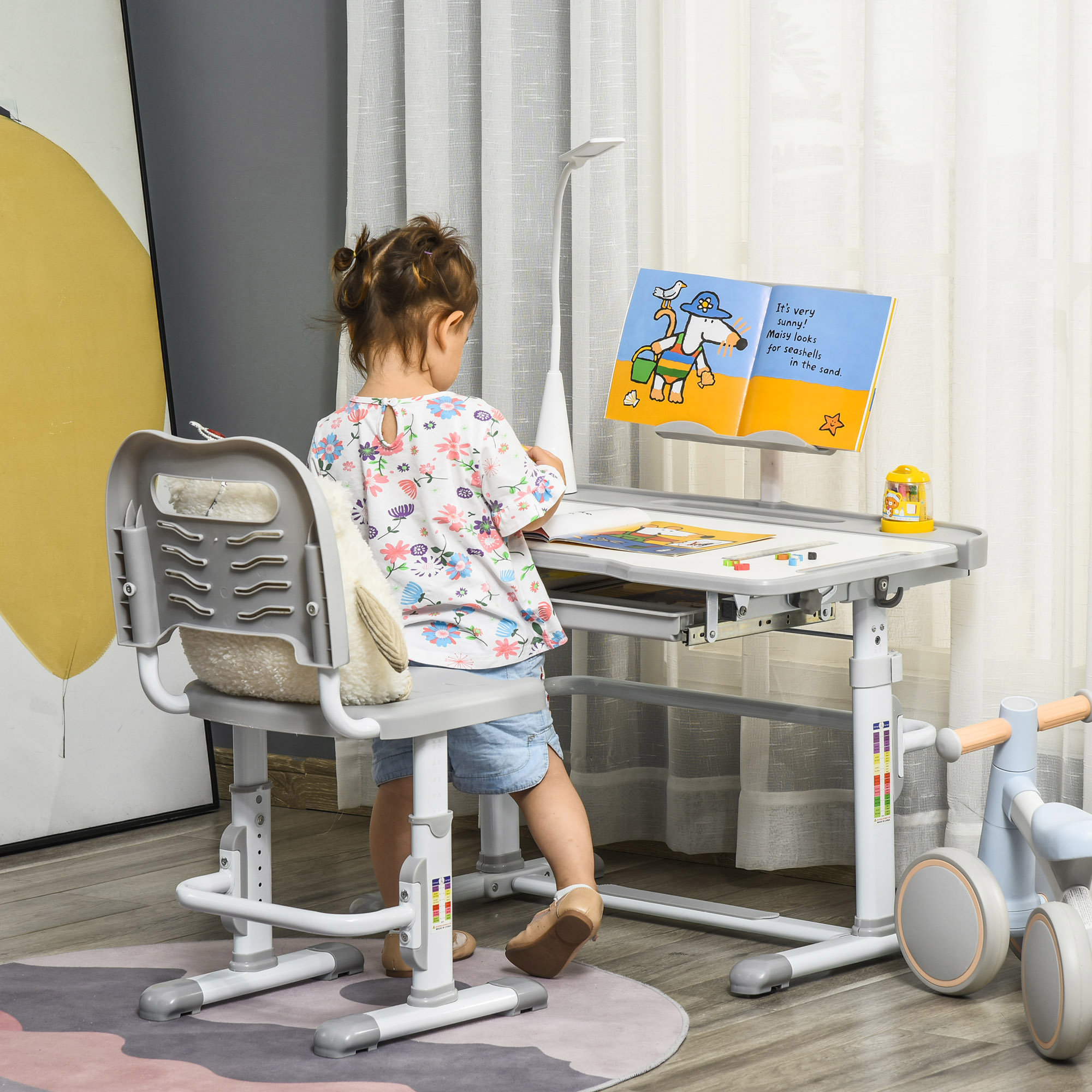 Trinx Height Adjustable School Study Table And Chair | Wayfair