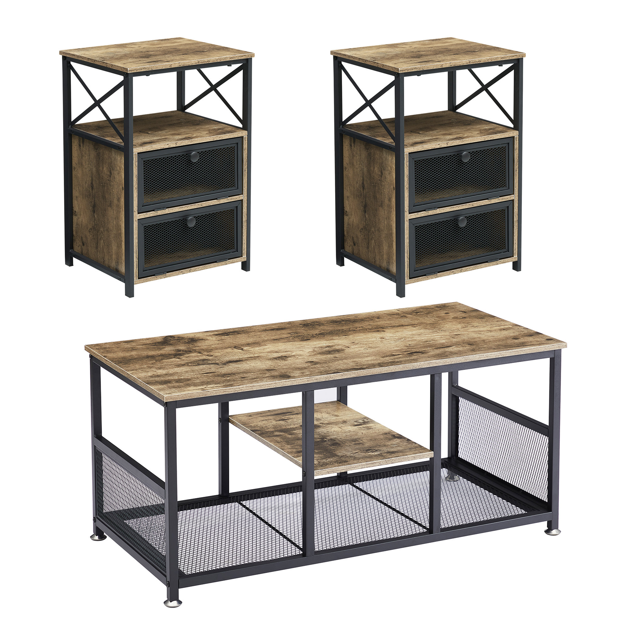 Trent Austin Design® Kempst 3-Piece Wood Living Room Table Sets Coffee ...