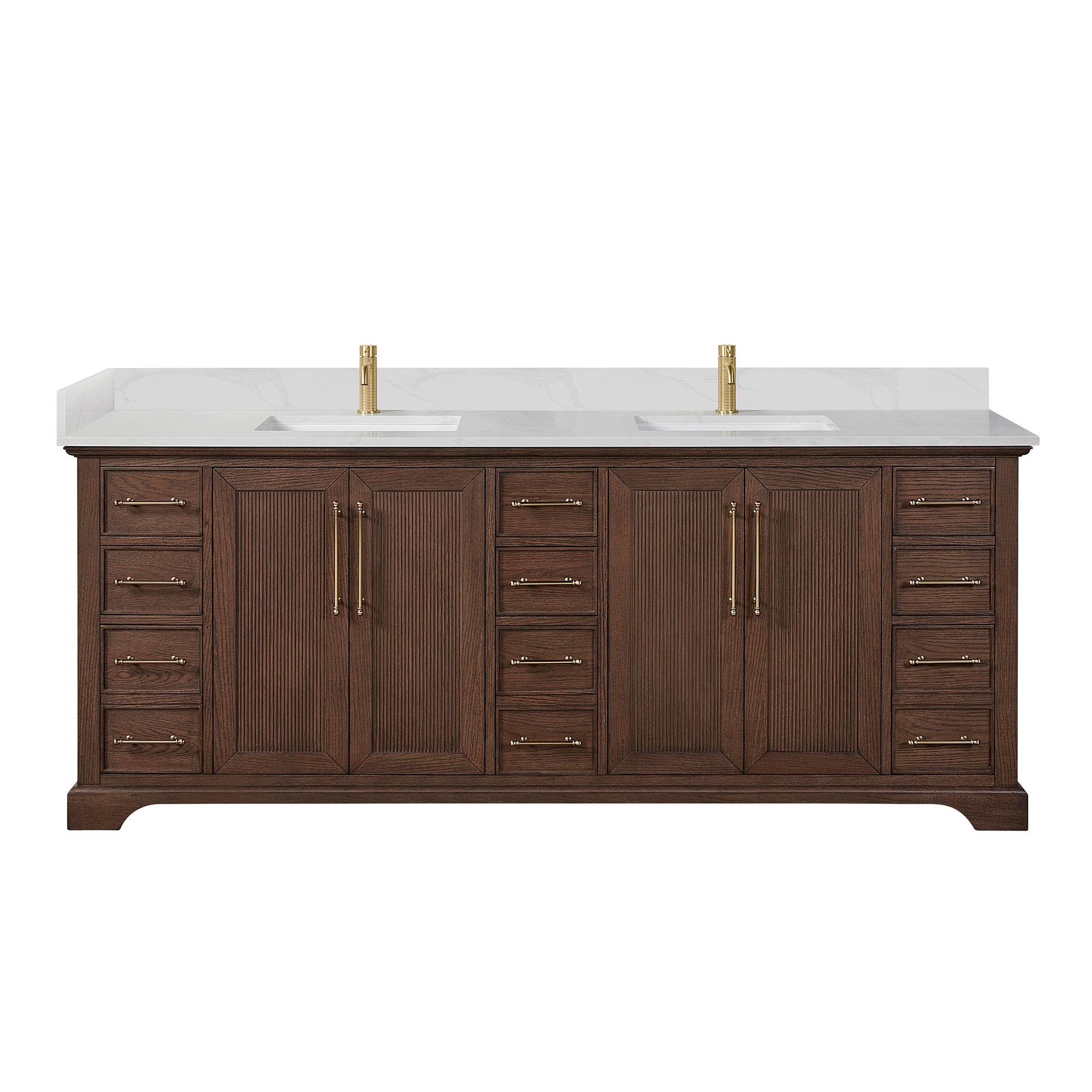 Charlton Home® Delisma 84" Double Bath Vanity with Silk White Quartz ...