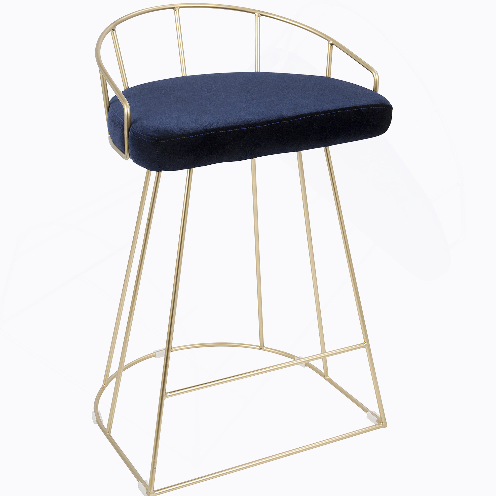 Everly Quinn Canary Contemporary-Glam Counter Stool in Gold with Blue ...