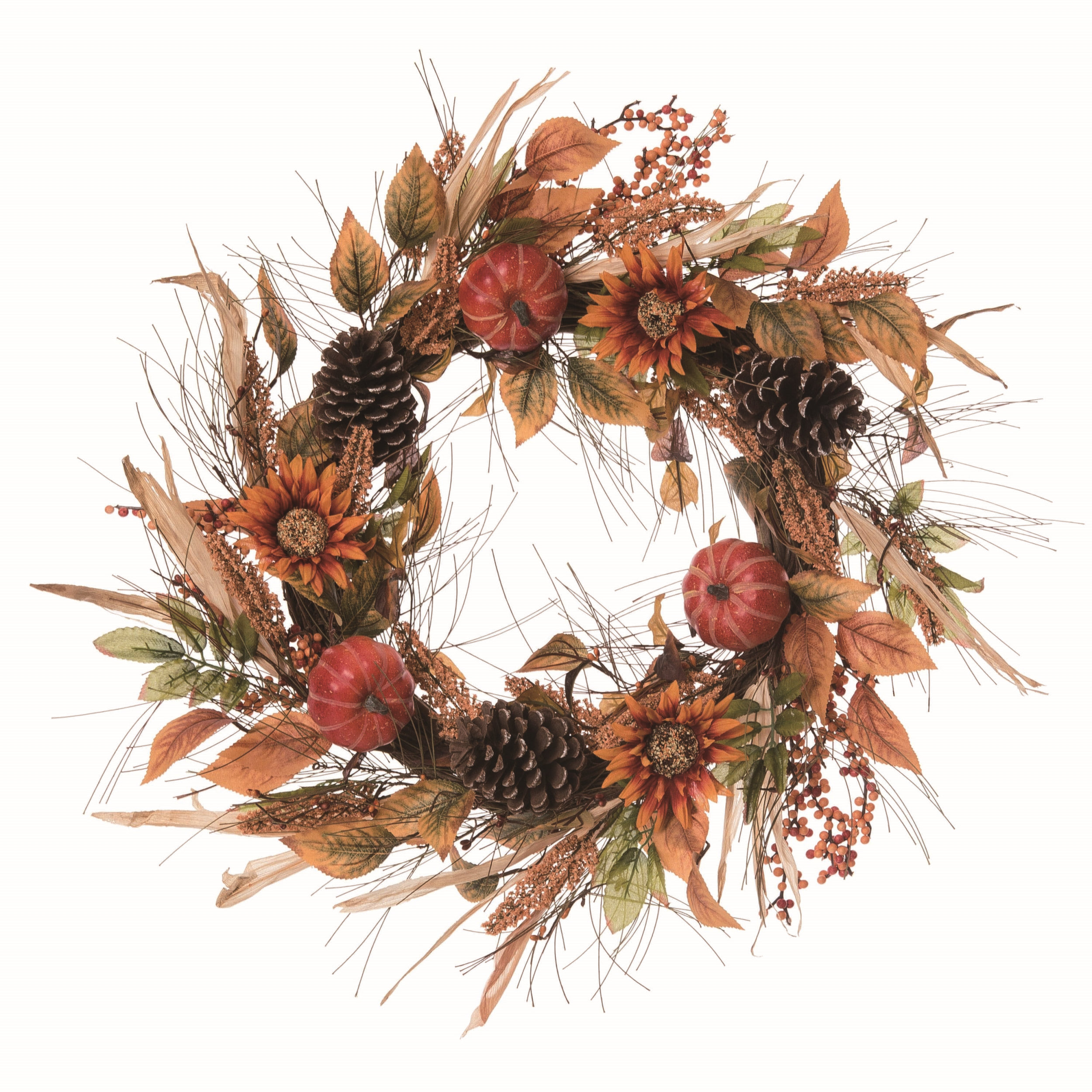 The Holiday Aisle® Harvest Bright Bounty 24" Floral Wreath | Wayfair