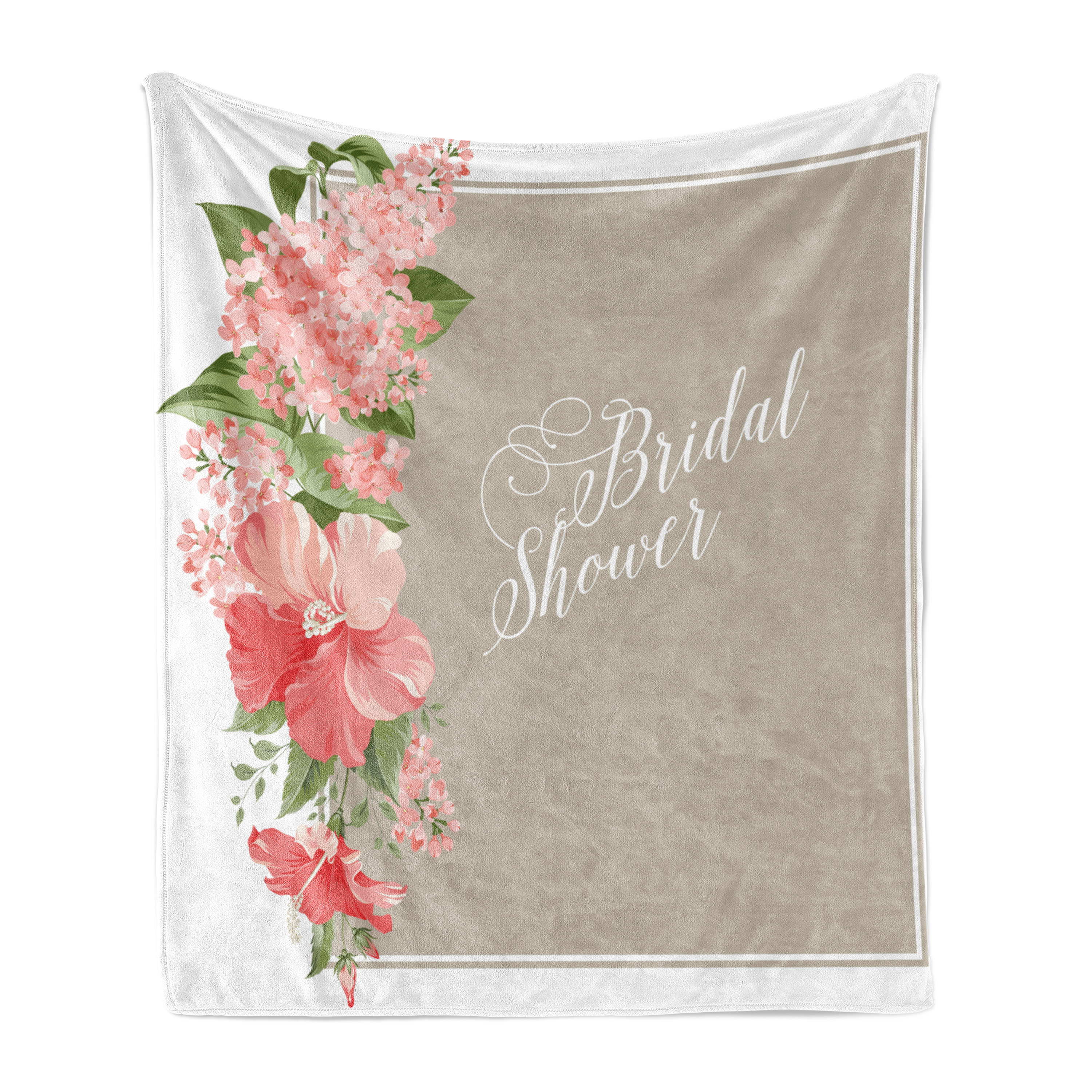 Ambesonne Salmon Fleece Throw Blanket Floral Wedding Frame Salmon Green ...