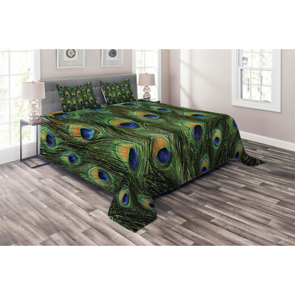 Ambesonne Peacock Coverlet Set | Wayfair