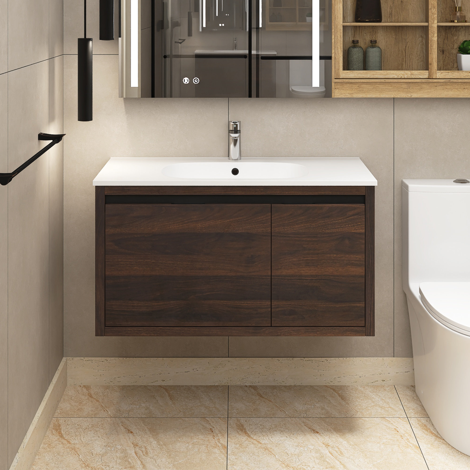Ebern Designs Sahana 36'' Single Bathroom Vanity with Cultured Marble ...