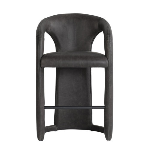 Archie Distressed Leather Stool | AllModern