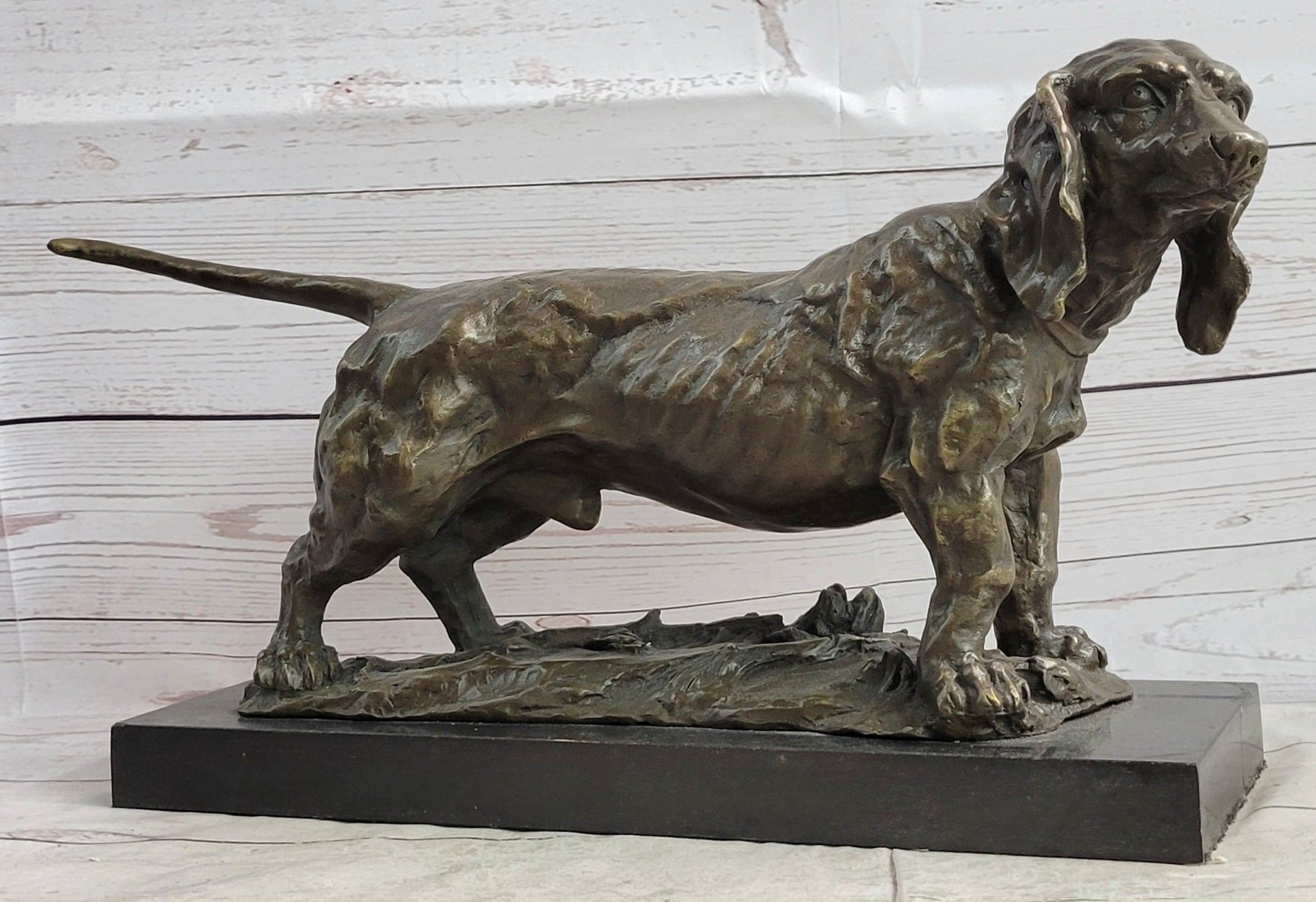 Red Barrel Studio® Ghalia Basset Hound Dog Figure Art Deco Bronze ...