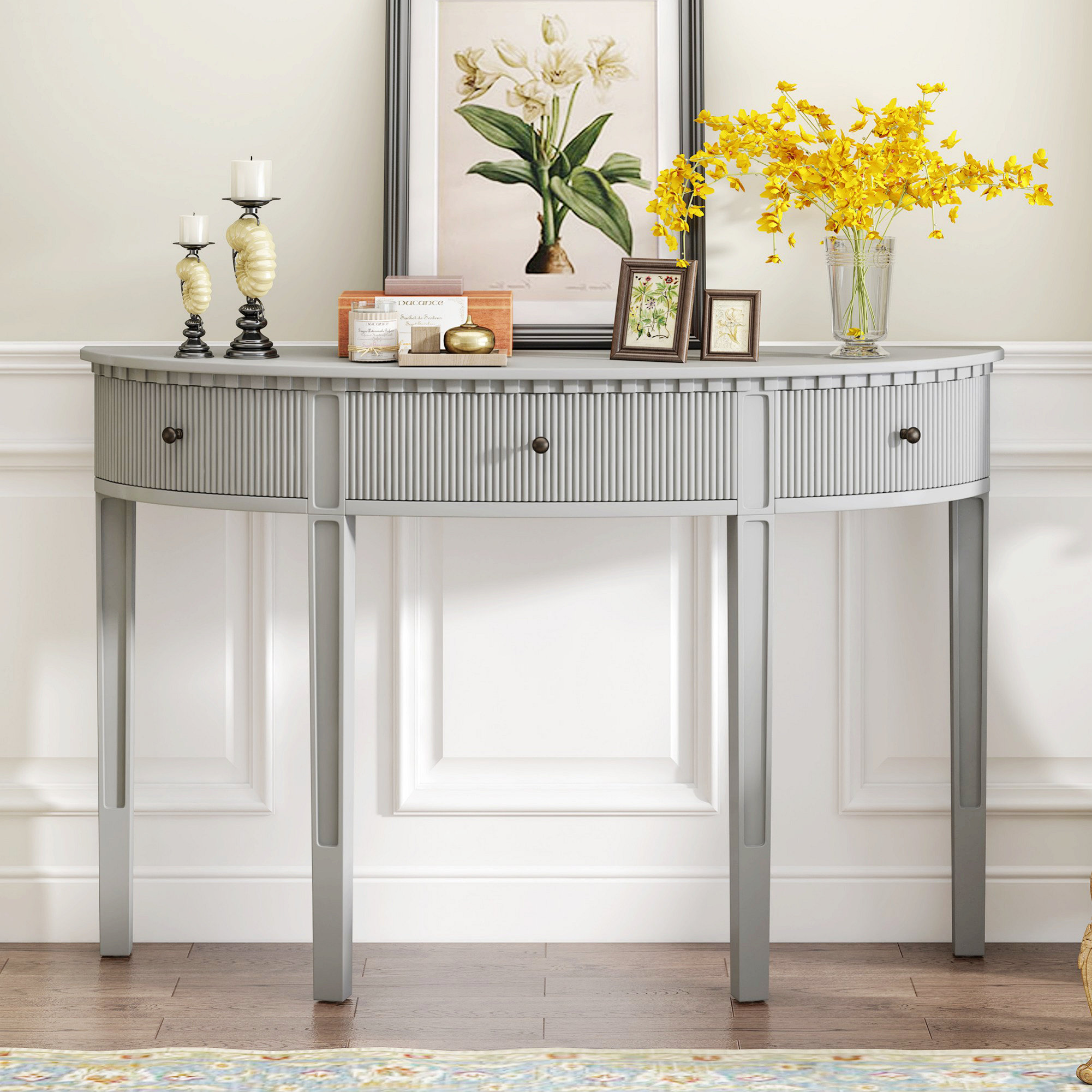 Lark Manor™ Console Table, Half Moon Accent Table With Drawer And Four ...