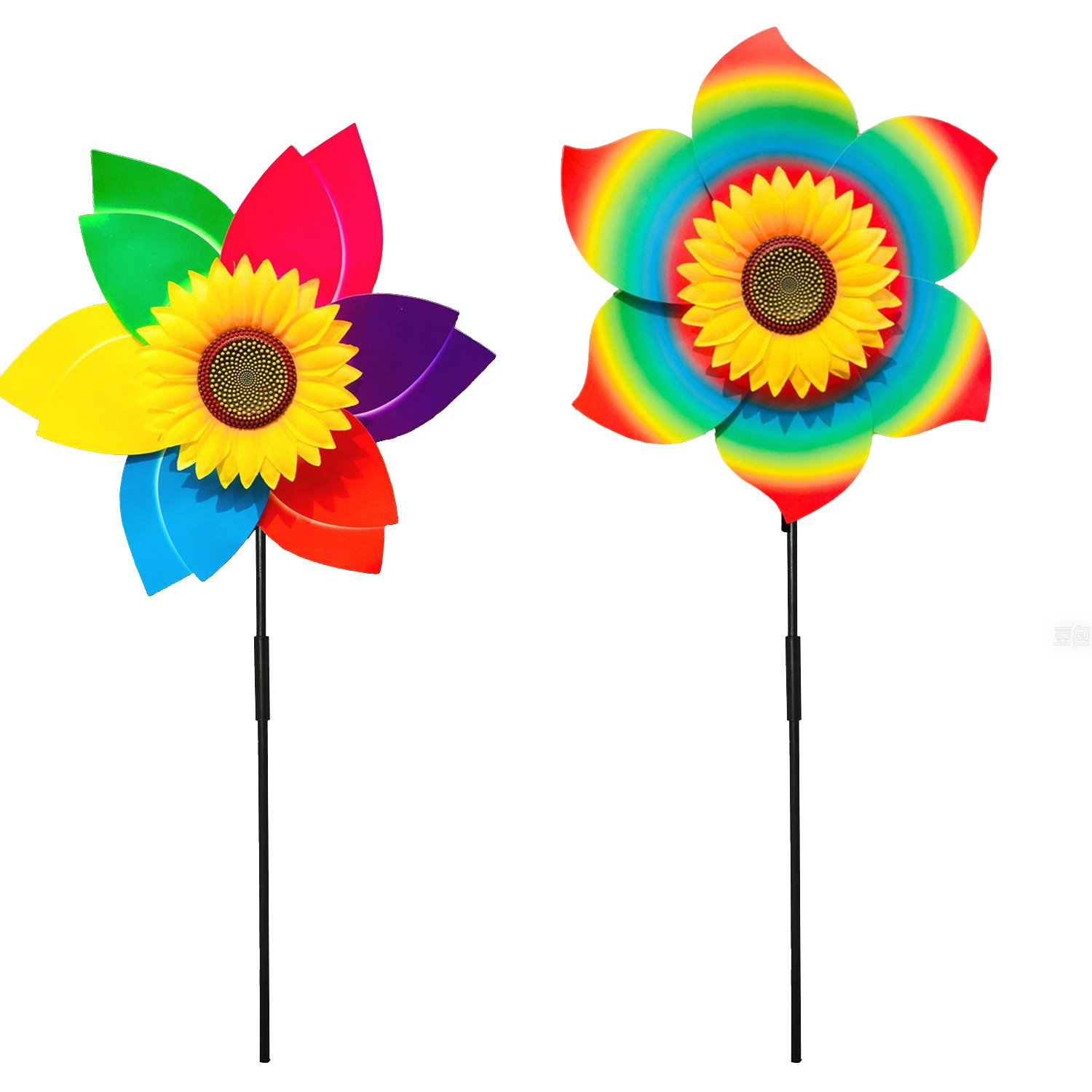 Gracie Oaks 2pcs Sunflower Pinwheels Outdoor Wind Spinners, Colorful ...