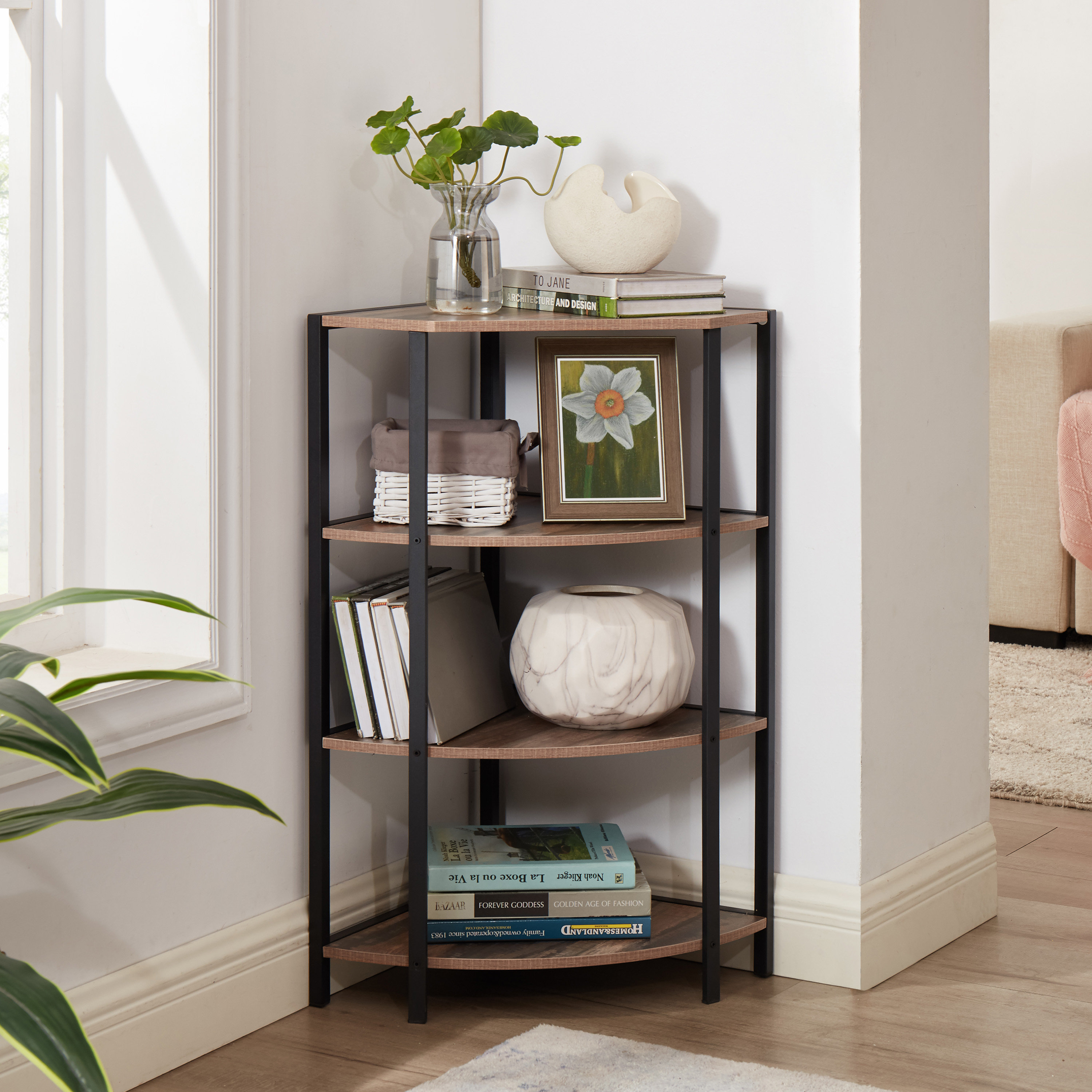 Wondrous Iconic Modern Corner Bookcase | Wayfair
