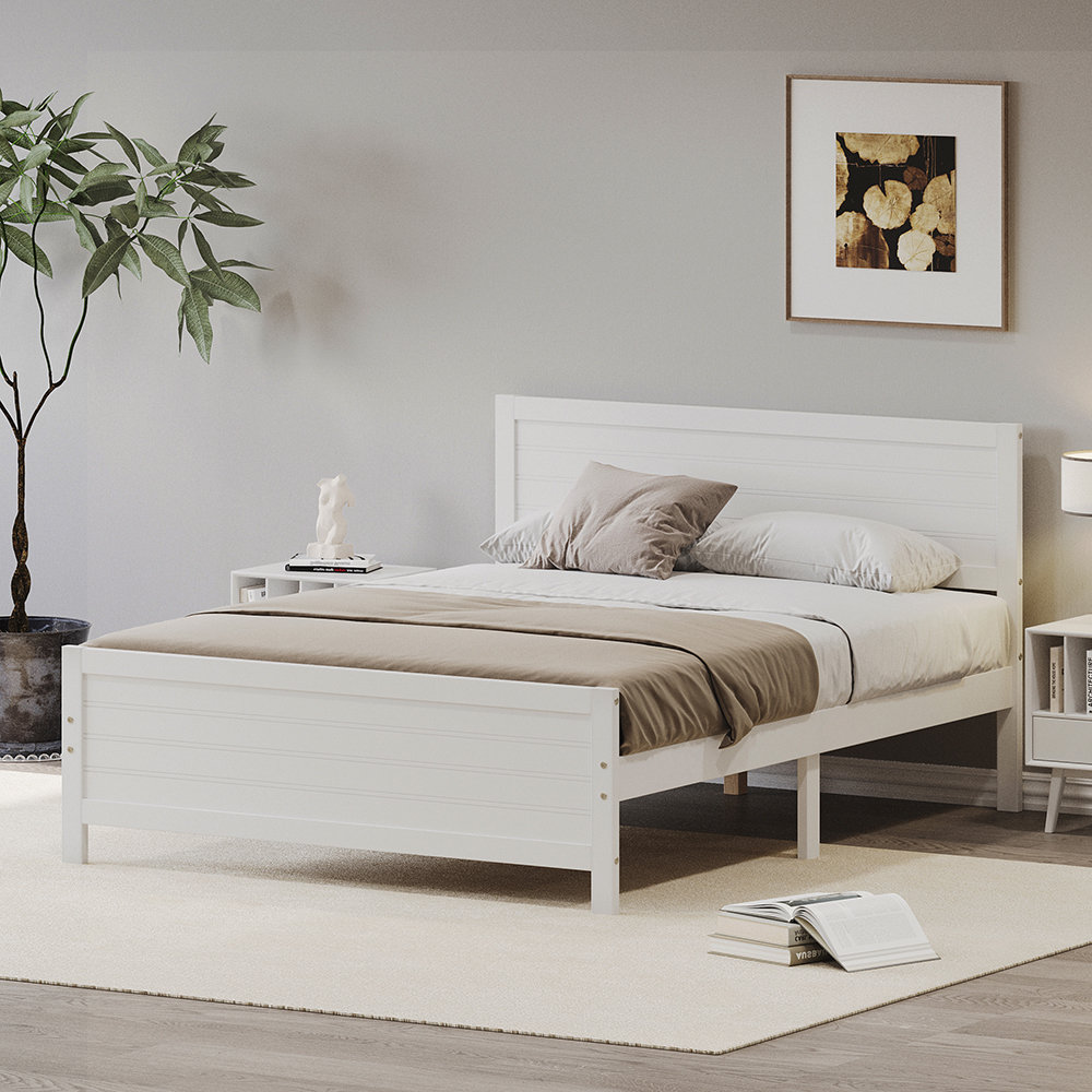 Winston Porter Wood Platform Bed Frame with Headboard | Wayfair