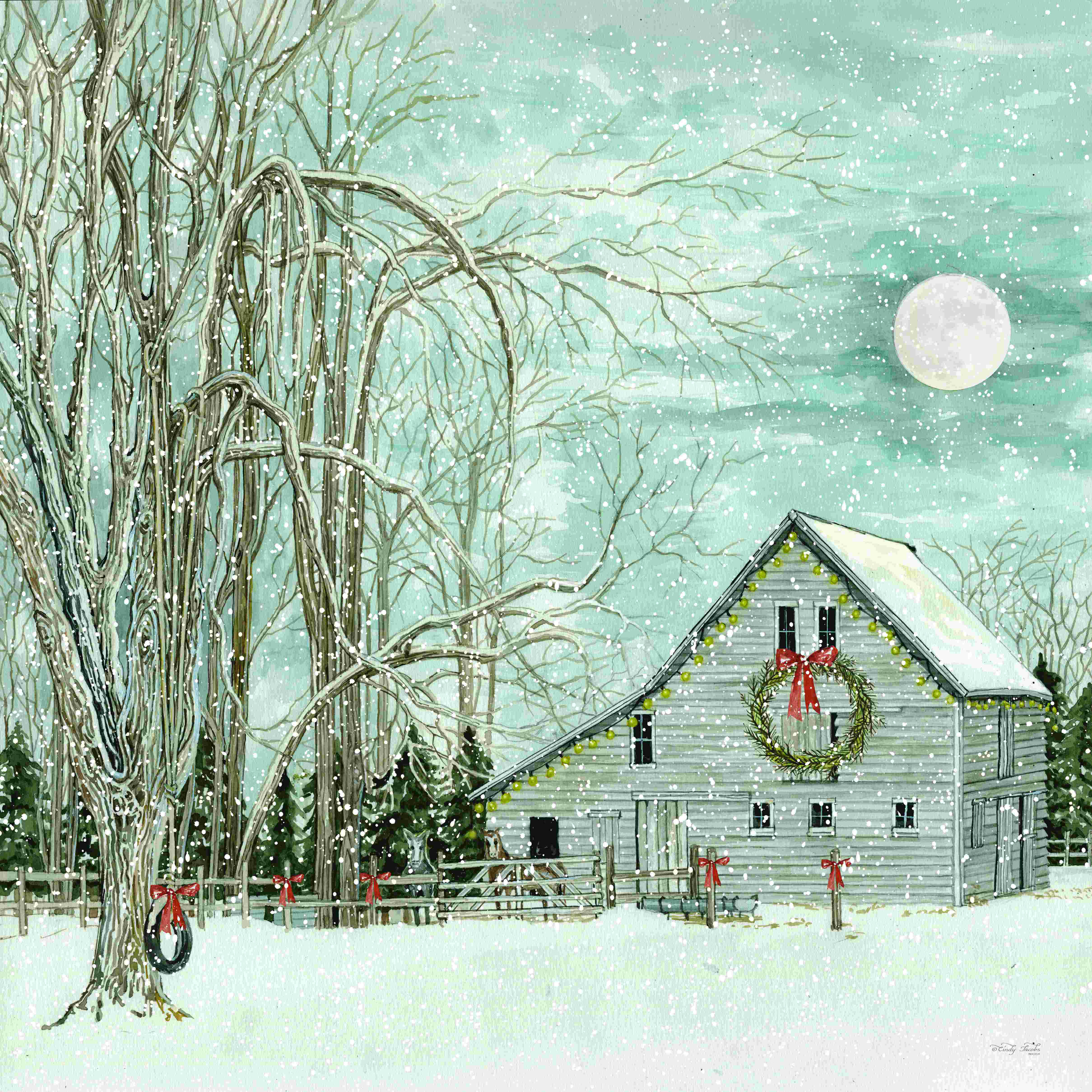 The Holiday Aisle® Christmas Eve Moon - Wrapped Canvas Print | Wayfair