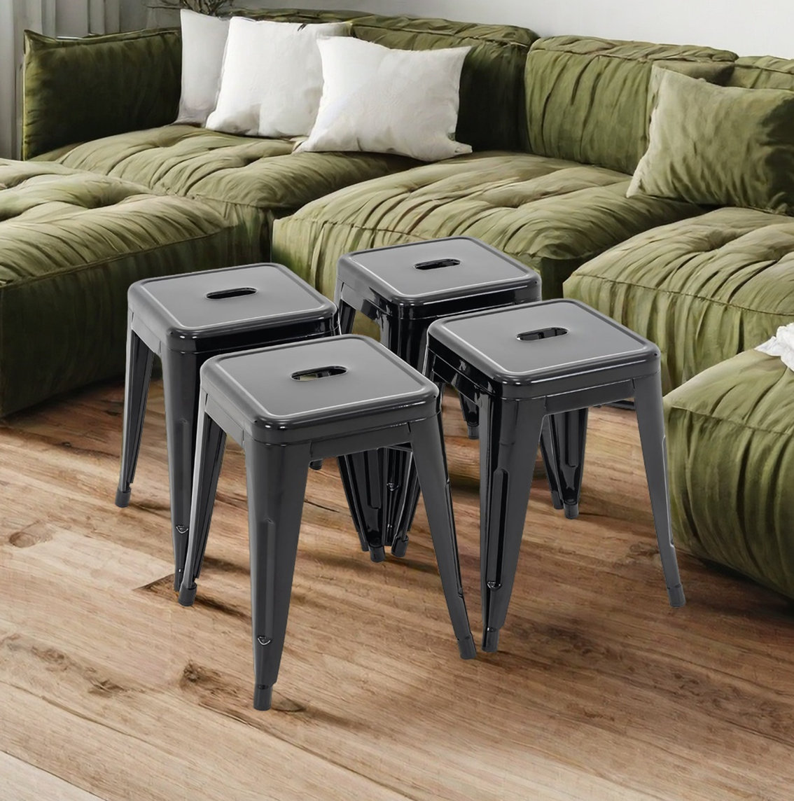 Williston Forge 18 Inch Industrial Metal Stools Set Of 2, Stackable ...