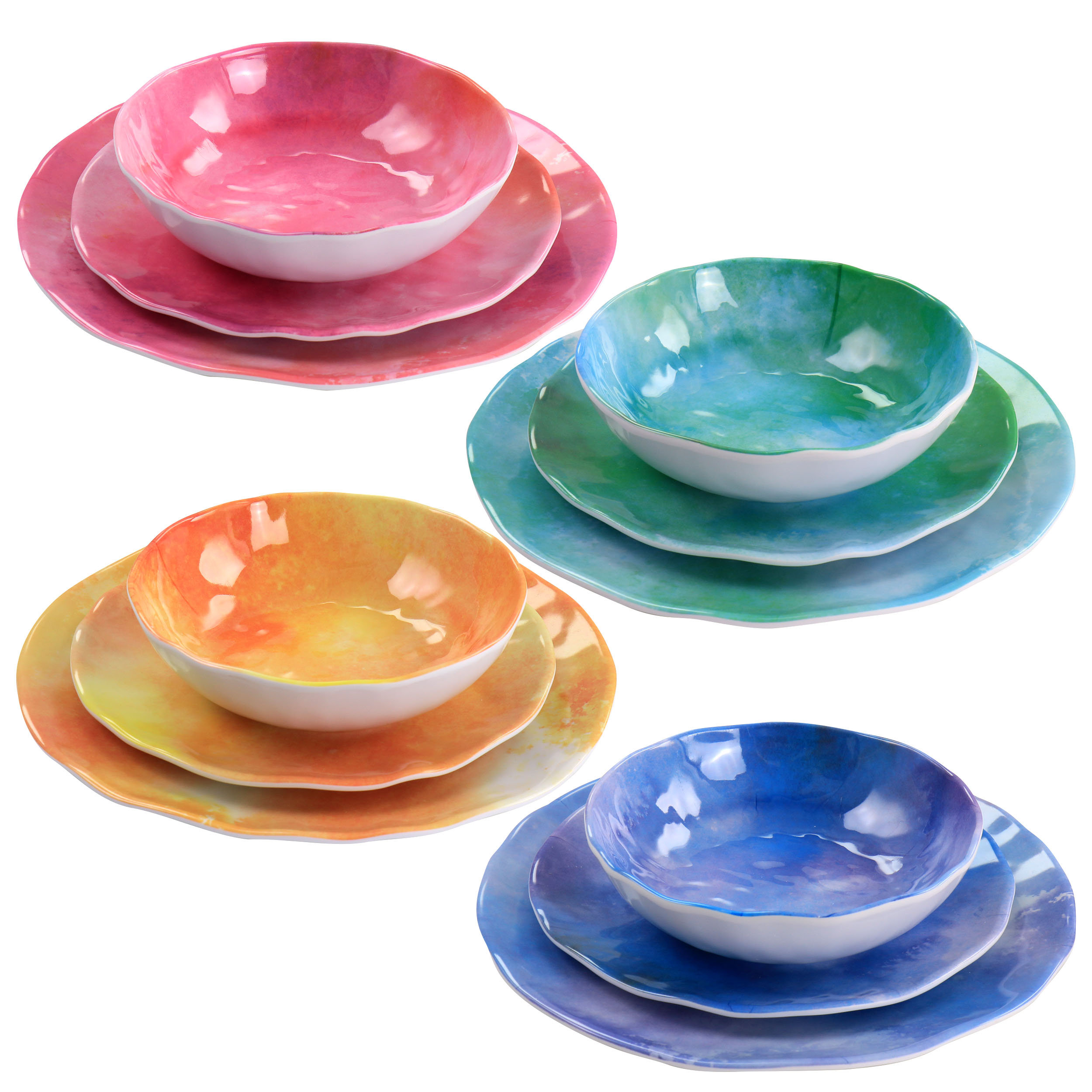 Orren Ellis 12 Piece Melamine Dinnerware Set - Service for 4 & Reviews ...