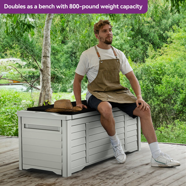 Edrosie Inc 120 Gallons Water Resistant Resin Lockable Deck Box with ...