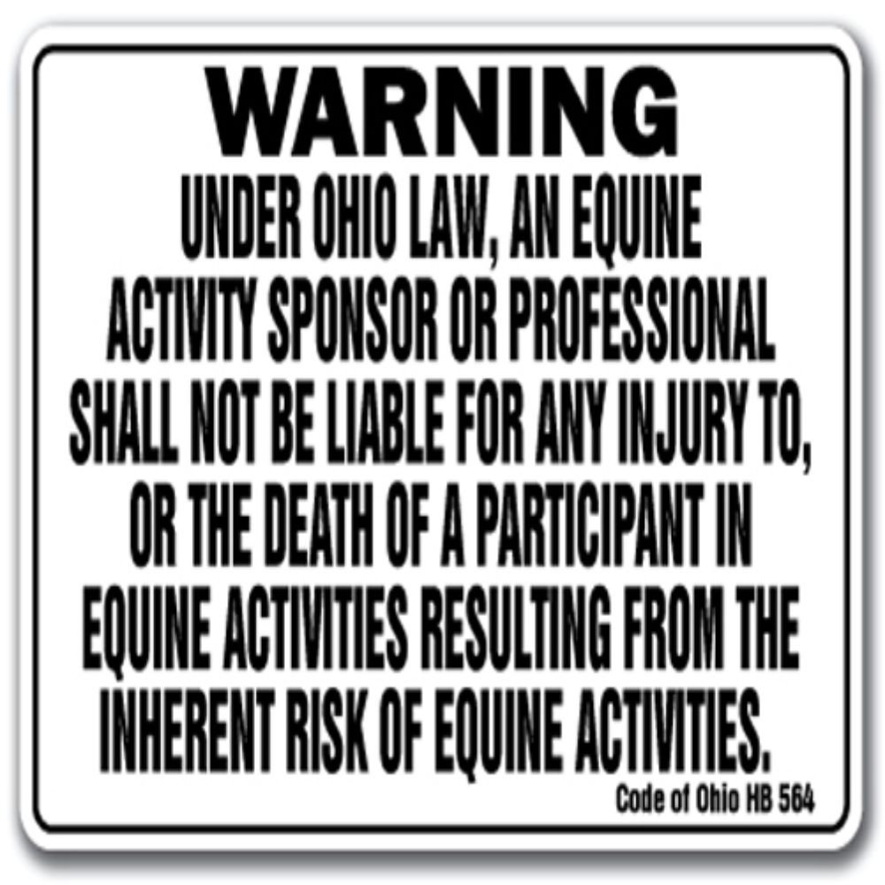 SignMission OHIO Equine Sign Activity Liability Warning Statute Horse ...