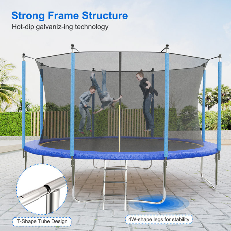 Babevy Round Backyard Trampoline with Safety Enclosure | Wayfair