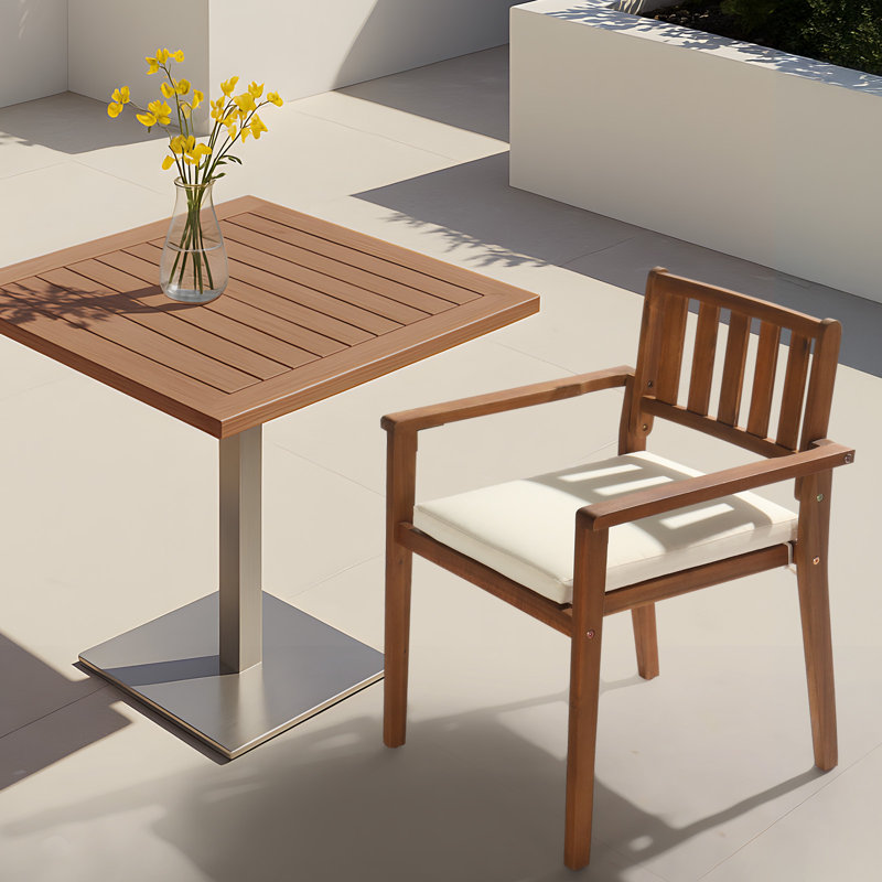 Ebern Designs Patio Wooden Stacking Chair & Reviews | Wayfair