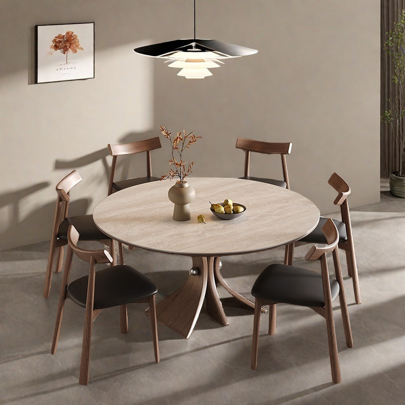 Lee's luxury furniture Simple Rock Plate Round Dining Table Sets. | Wayfair