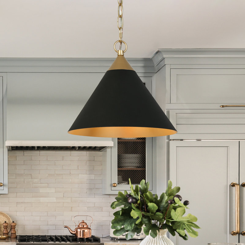 Mercer41 1-Light Dimmable Gold Modern Cone Pendant | Wayfair
