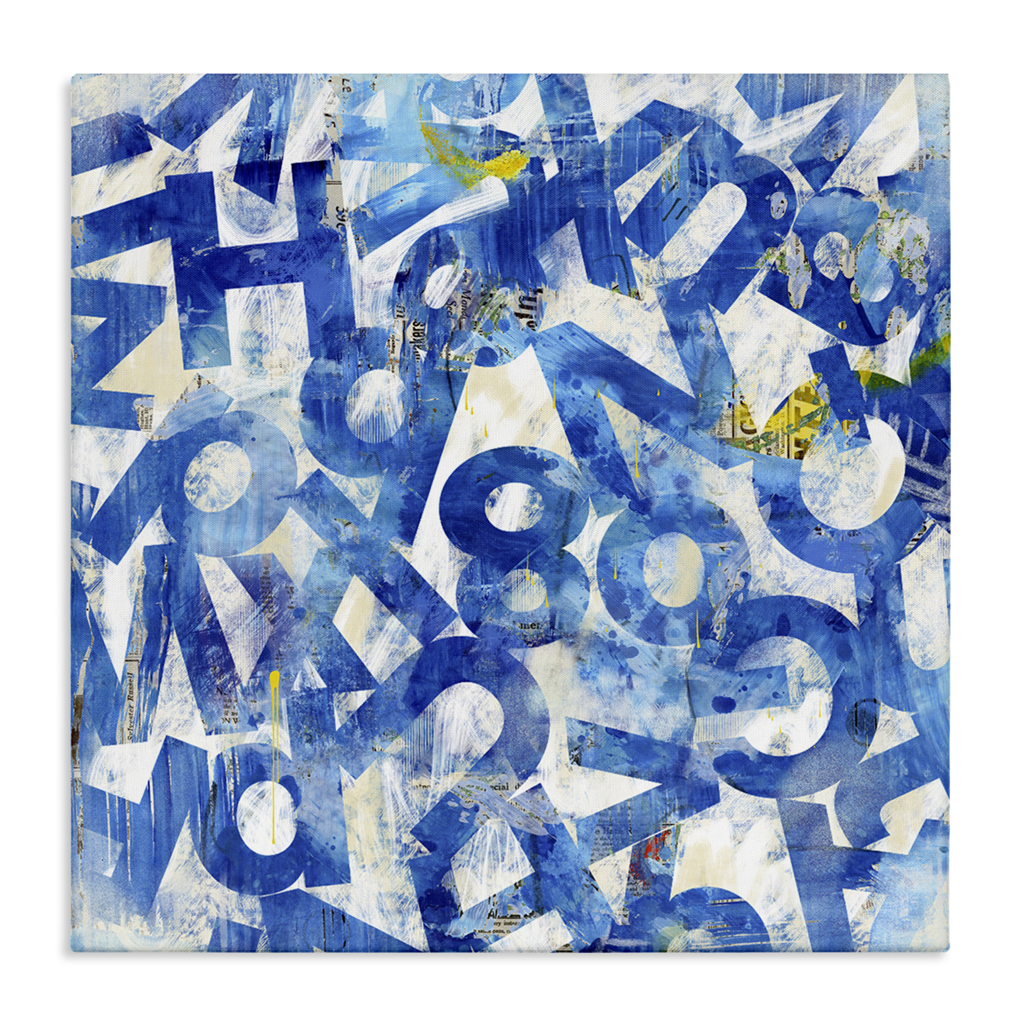 Wrought Studio™ Blue Typography Collage Canvas Wall Art by Laura Gibson ...