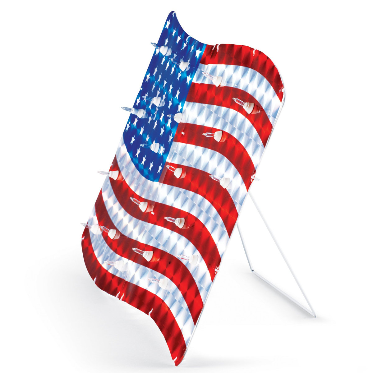 Latitude Run® Patriotic Lighted American Flag Decoration with Metal ...
