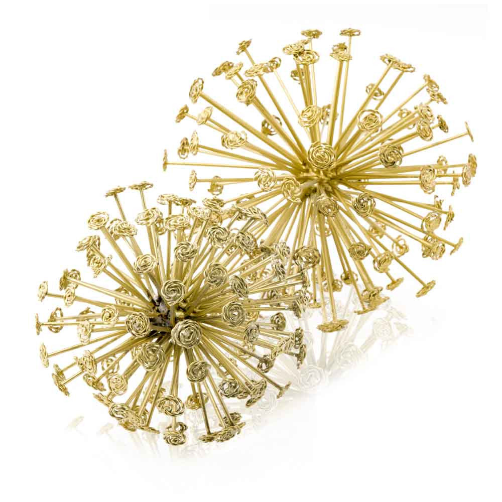 Cozy Collective Set of Two Gold Cast Iron Decorative Spiky Sphere ...