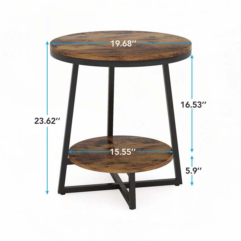 17 Stories 2-Tier Round Side Table with Storage Shelf | Wayfair