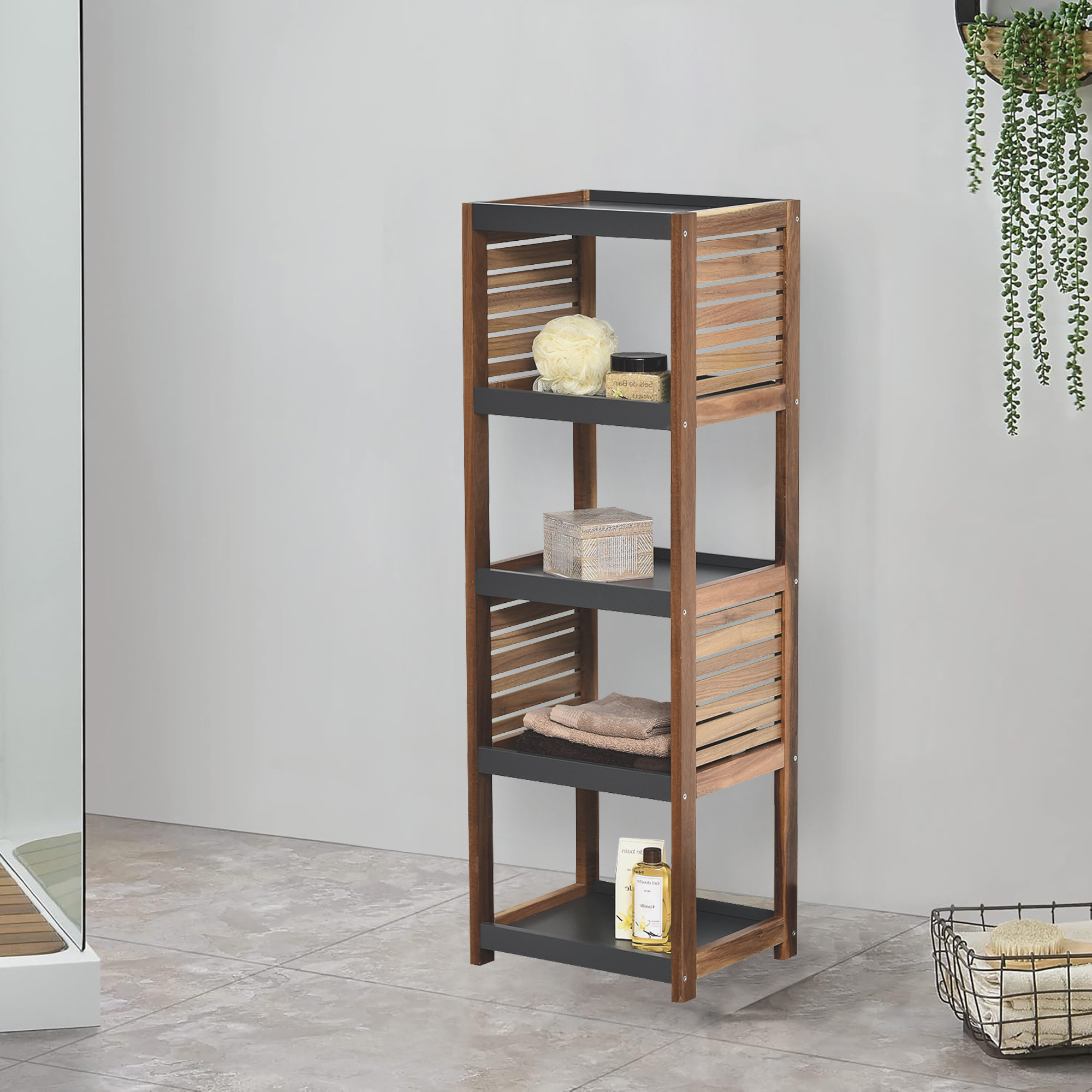 Evideco Open-Shelf Storage Unit with Vented Design, Brown and Gray ...