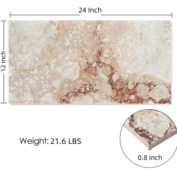 Kivaritio Pink Genuine Marble 12X24 Inch Tiles With Polished Finish ...