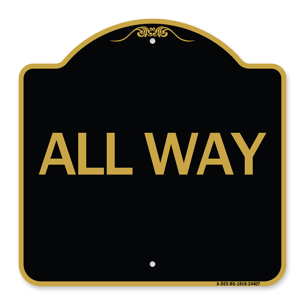 Signmission Designer Series Sign - All Way | Black & Gold 18" X 24 ...