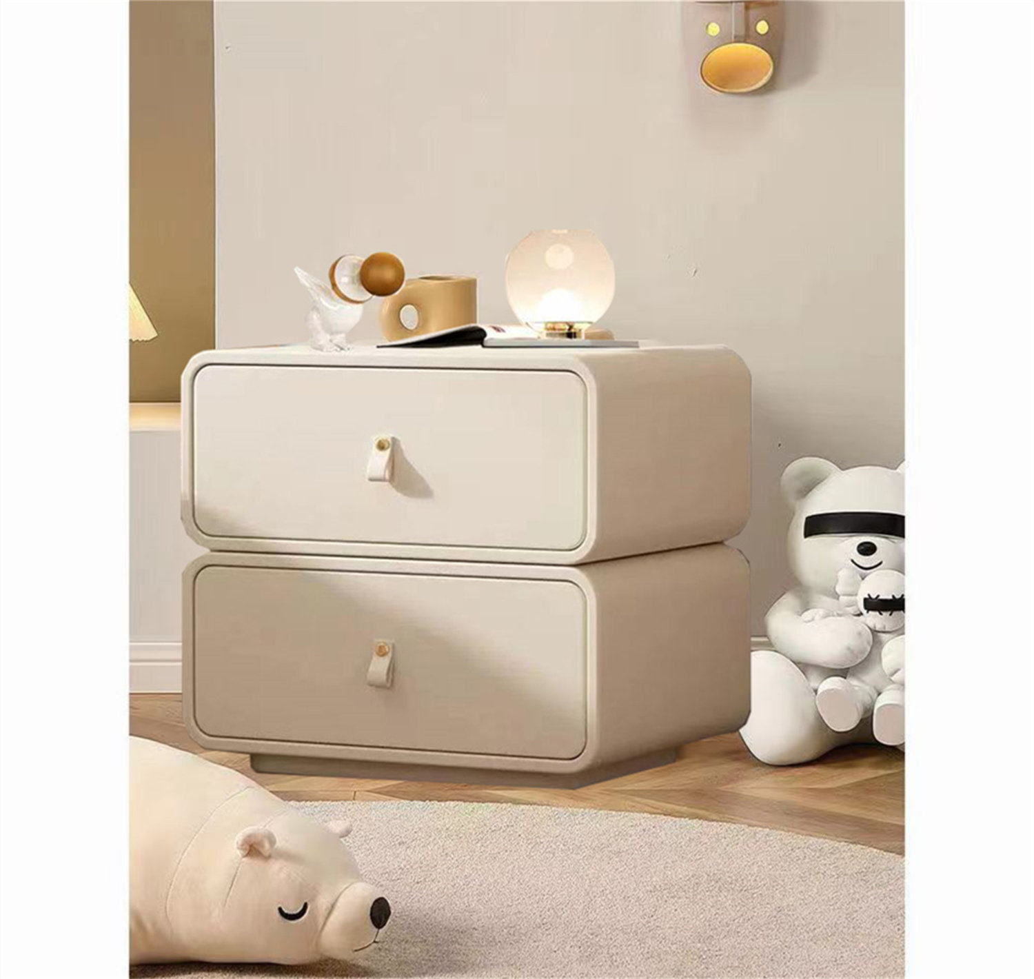 Wrought Studio Table de chevet simple et moderne avec 2 tiroirs en bois ...