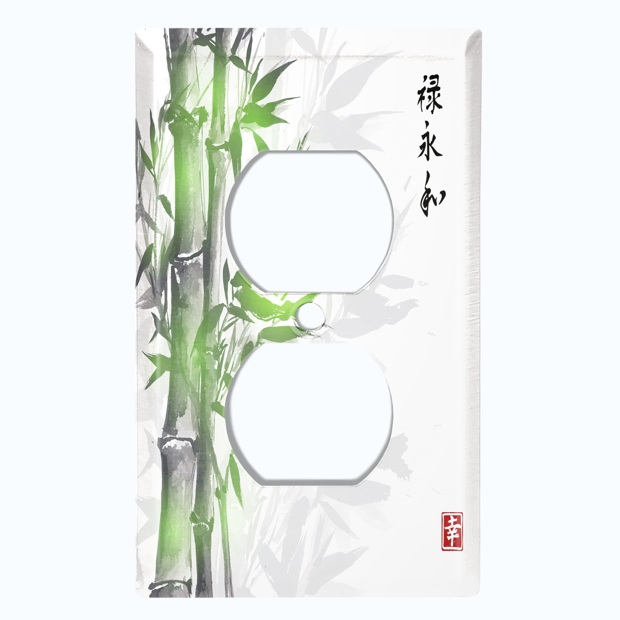 WorldAcc Metal Light Switch Plate Outlet Cover (Green Bamboo Leaves ...