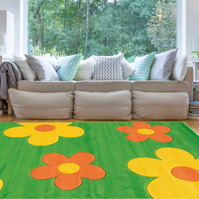 Threadbind Flatweave Performance Green/Orange Rug & Reviews | Wayfair