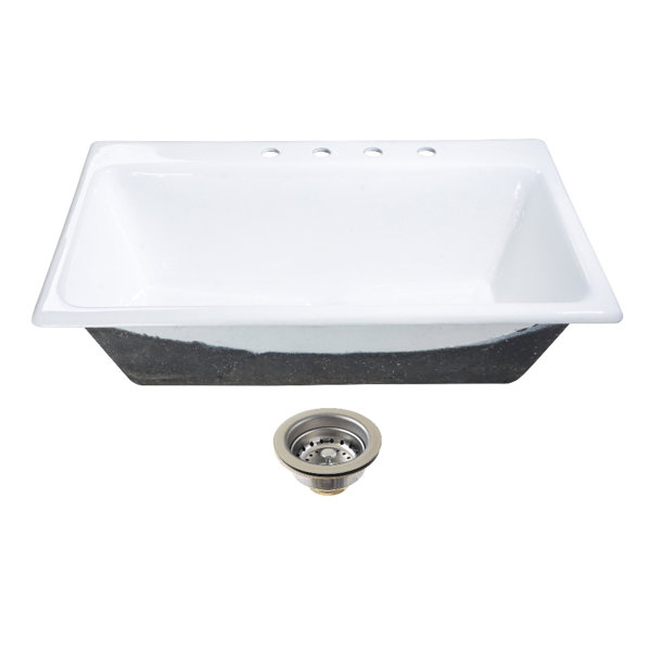 Kingston Brass Towne 36-Inch Cast Iron Self-Rimming Single Bowl Drop-In ...