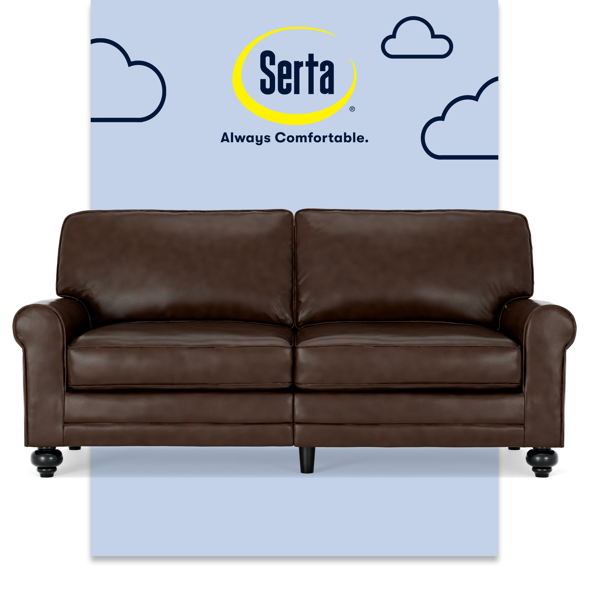 Serta Copenhagen 73" Sofa Couch for Two People with Pillowed Back ...