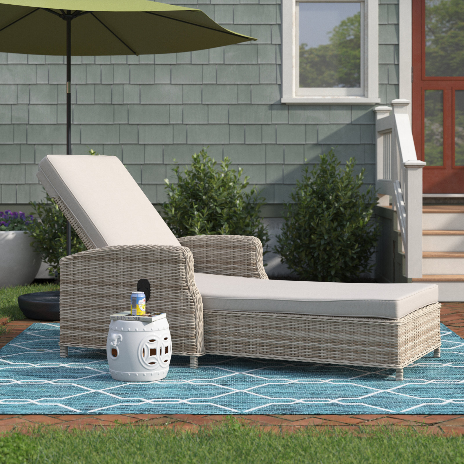 Lark Manor Alyeska 62.5" Long Reclining Single Chaise with Sunbrella ...