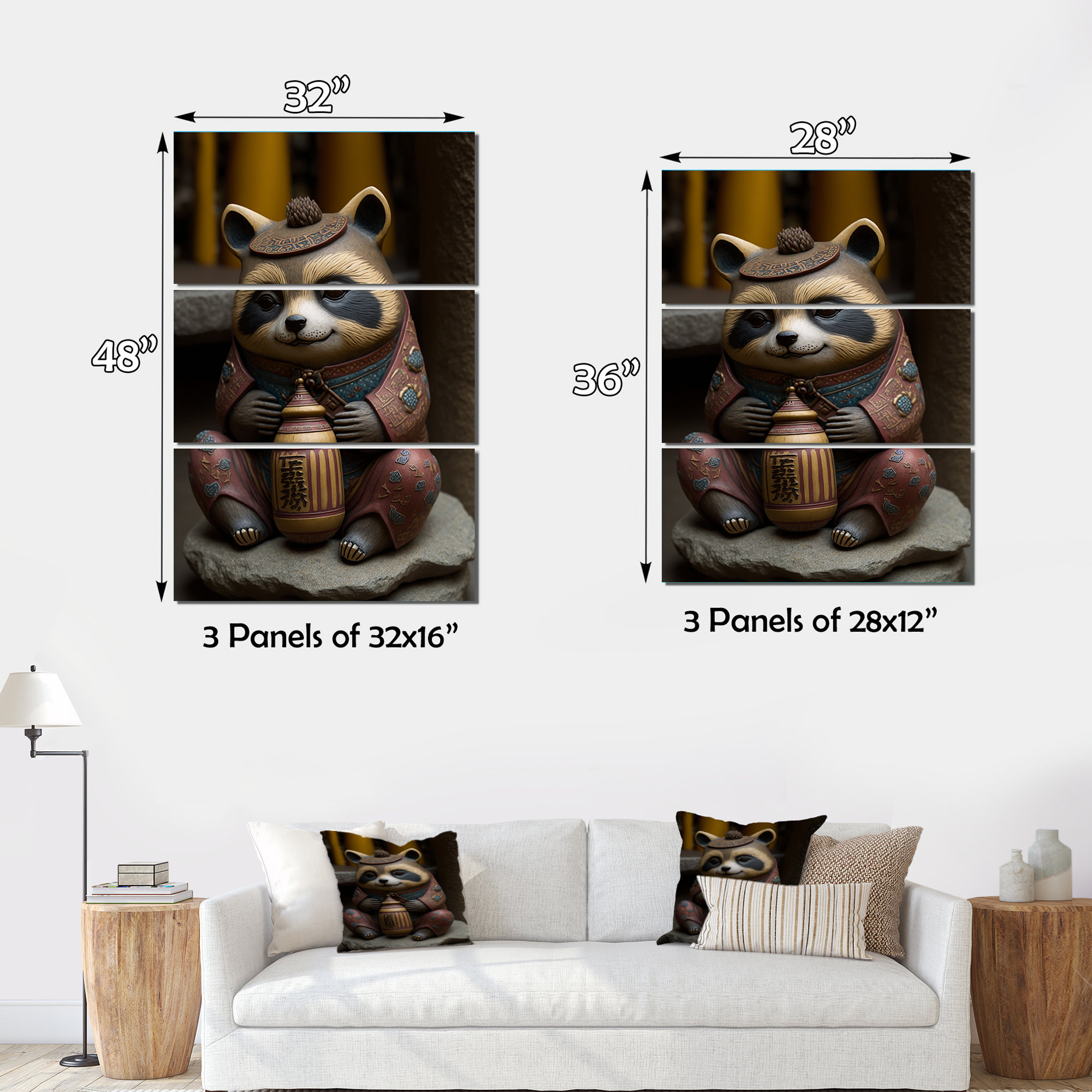 Design Art Happy Terracotta Tanuki III - Animals Raccoon Canvas Wall ...