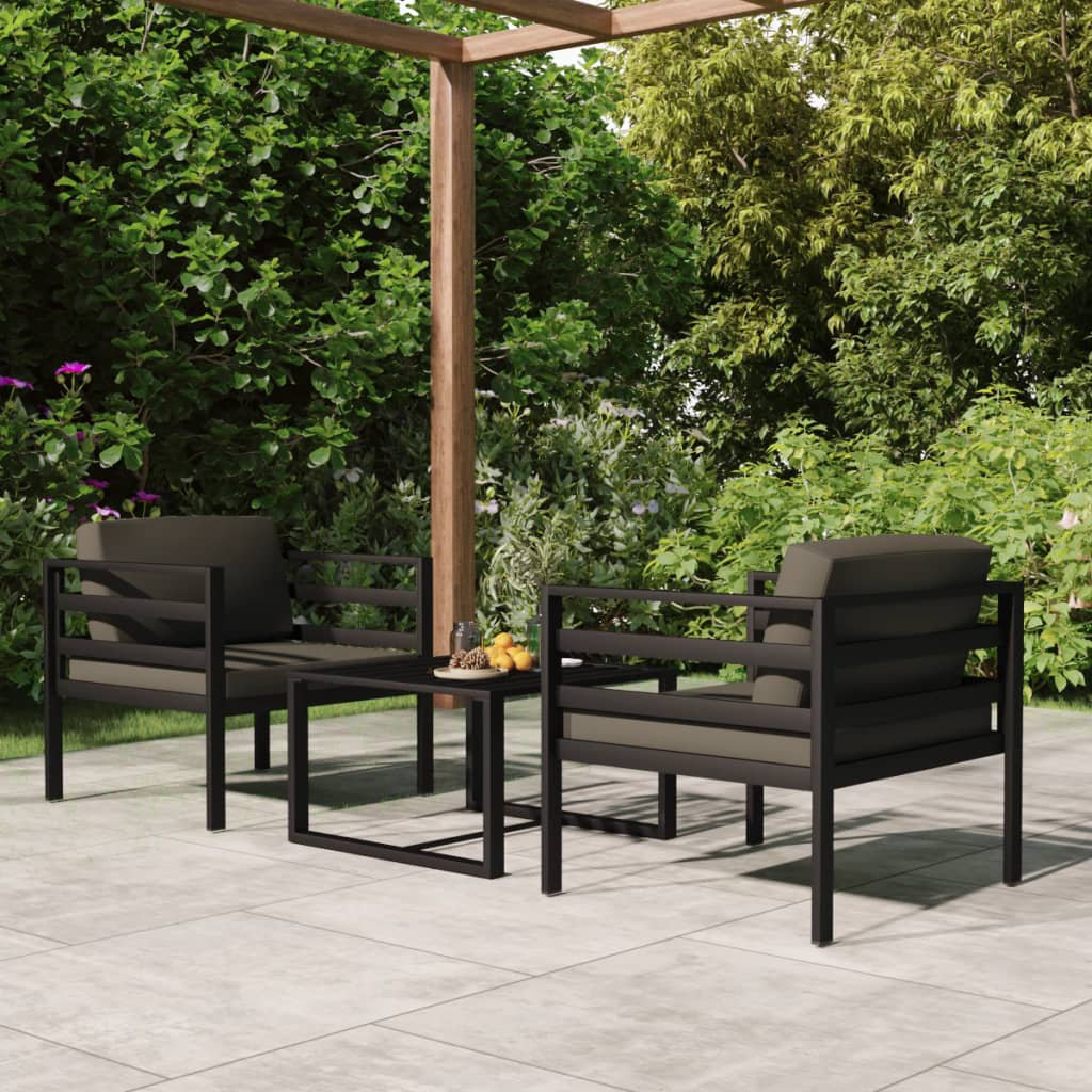 Latitude Run® 3 Piece Patio Lounge Set with Cushions Aluminum ...