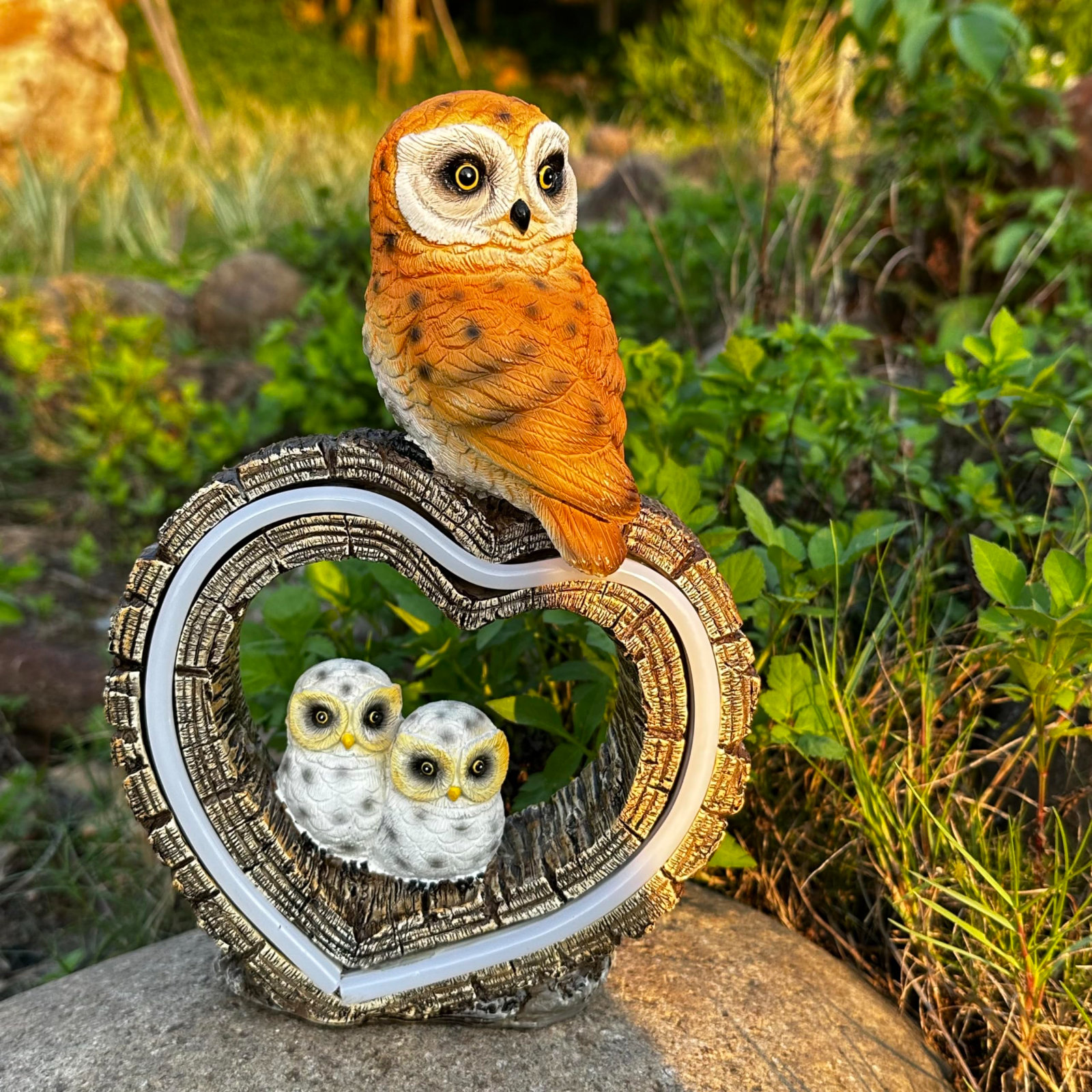 Trinx Solar Powered Owl Garden Sculpture, Garden Sculpture With Solar ...