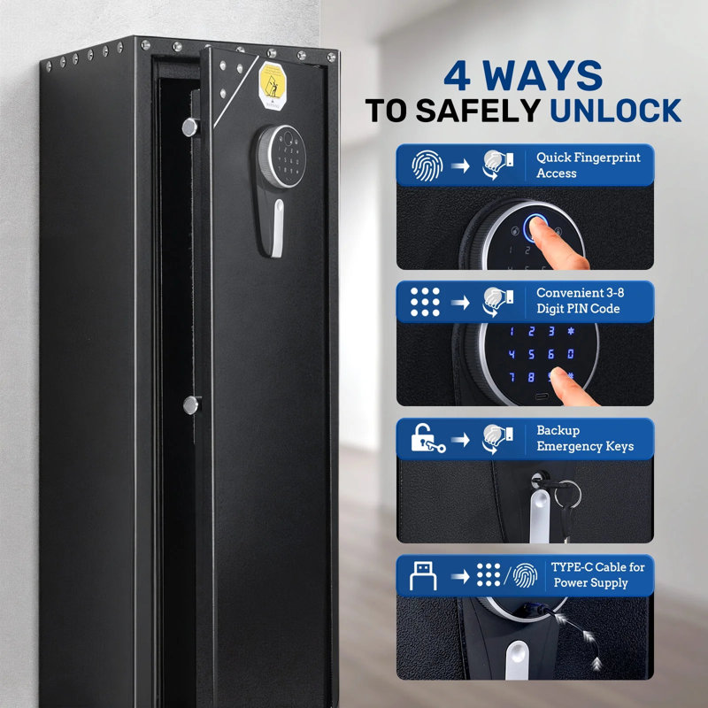 Blacksmith Gun Safe Lock, Biometric 5 Gun Safes Fingerprint Quick ...