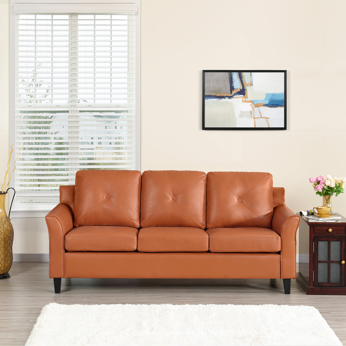 Naomi Home Earlena 79-inch Sofa Couch, Modern Upholstered Button Tufted ...