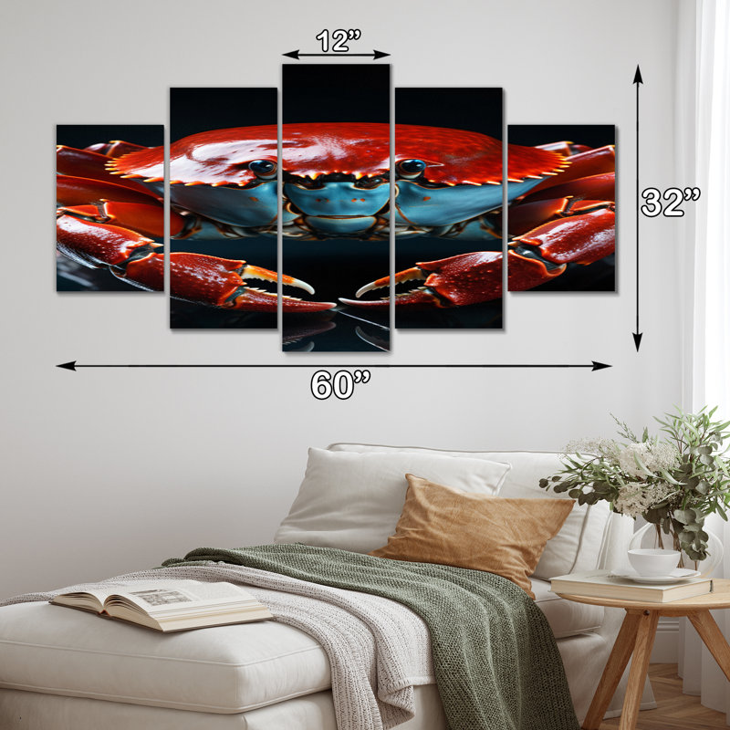 Dovecove Crab Portrait - Animals Metal Wall Decor Set | Wayfair