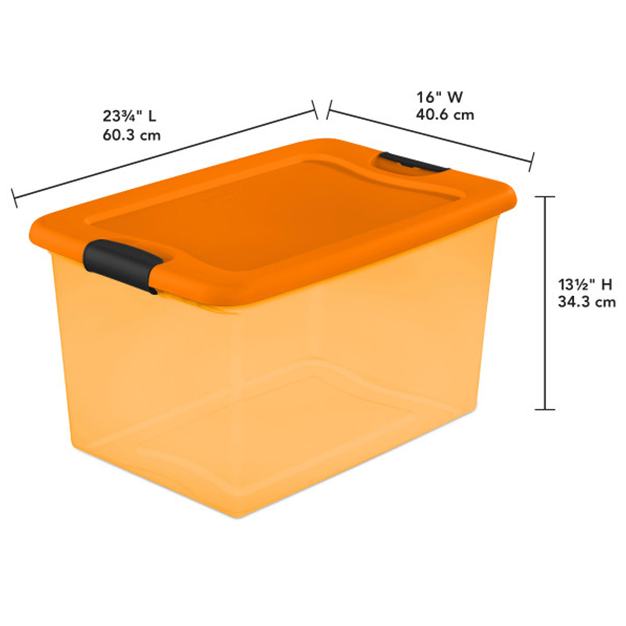 Sterilite Orange 64 Quart Latching Plastic Storage Box Container Tote ...