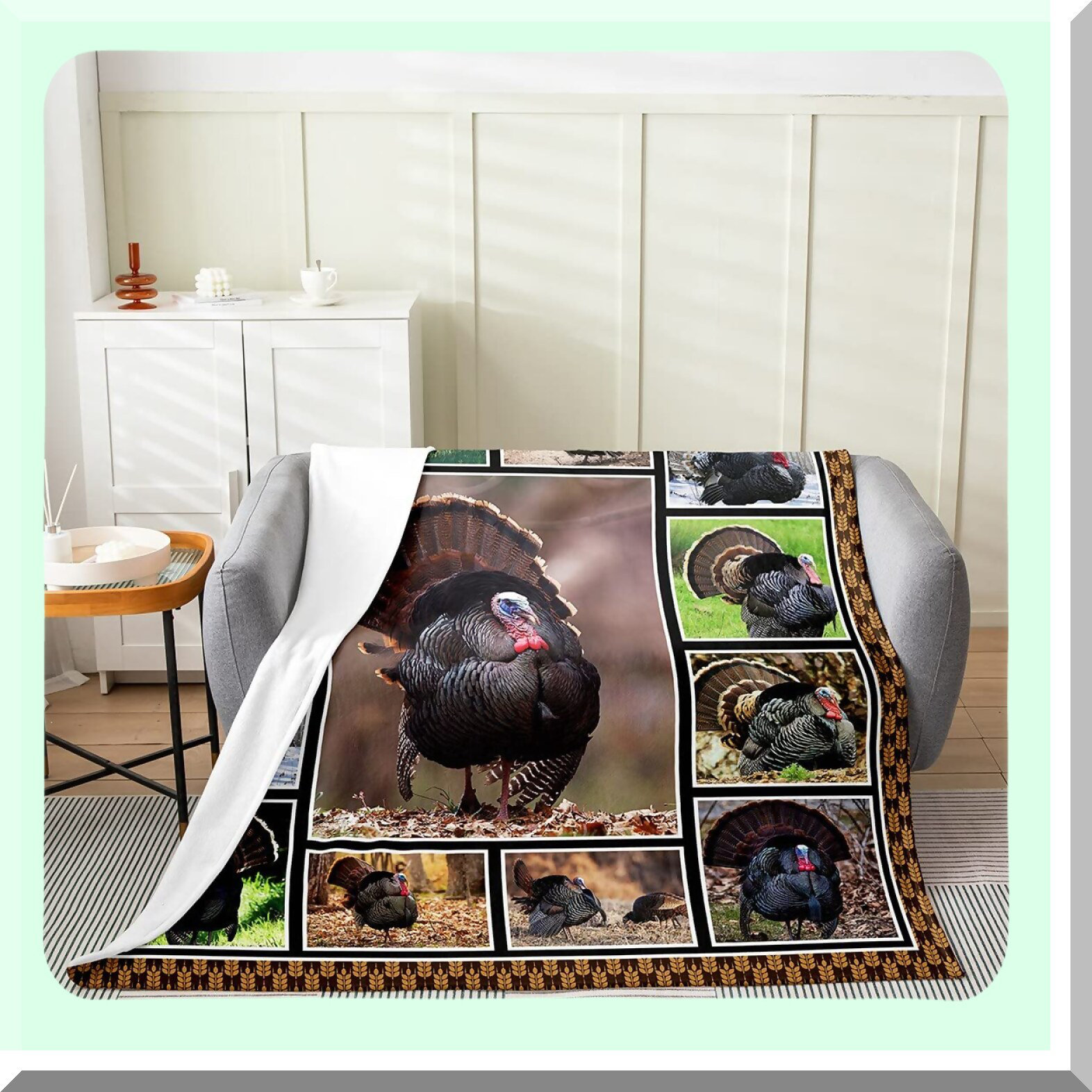 BRBCA Wildlife Pheasant Fleece Throw - Cozy 50x60 Inch Hunting Turkey ...