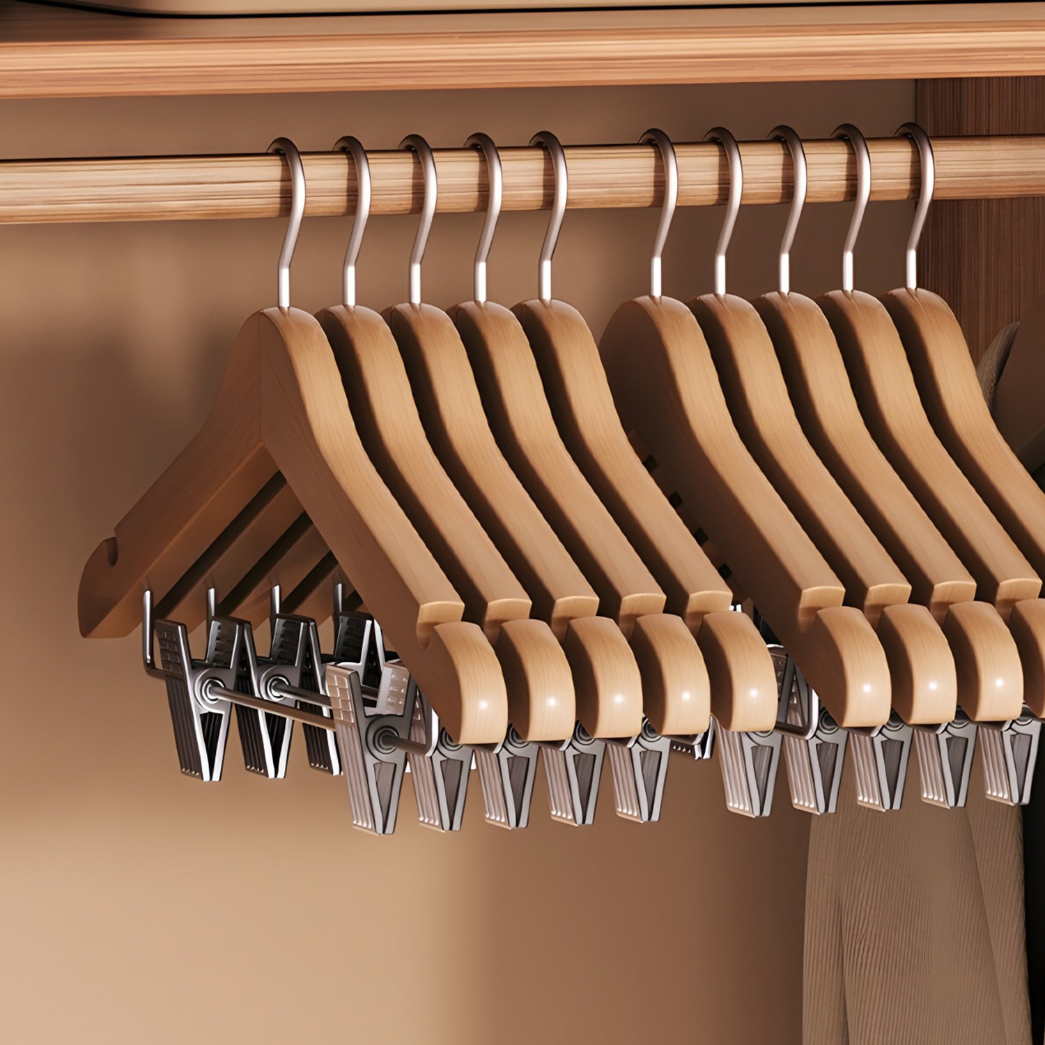 Hokku Designs Solid Wood Suit Hangers - Wide Shoulder Wooden Closet ...