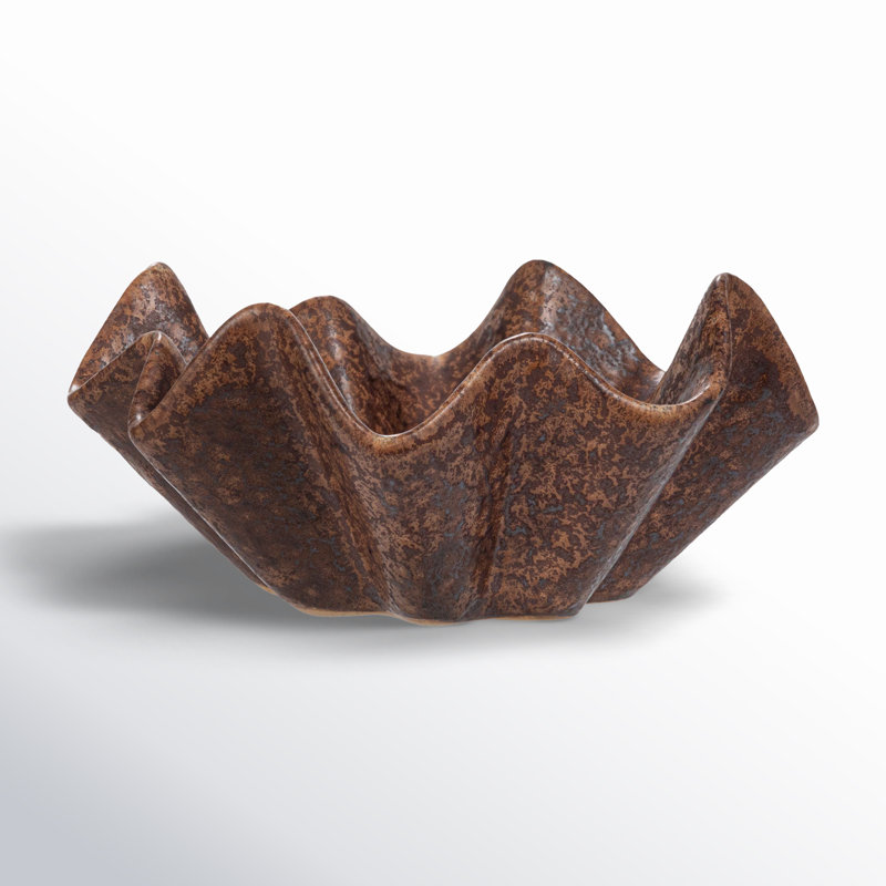 Joss & Main Arboles Round Stoneware Ruffled Bowl With Reactive Glaze ...