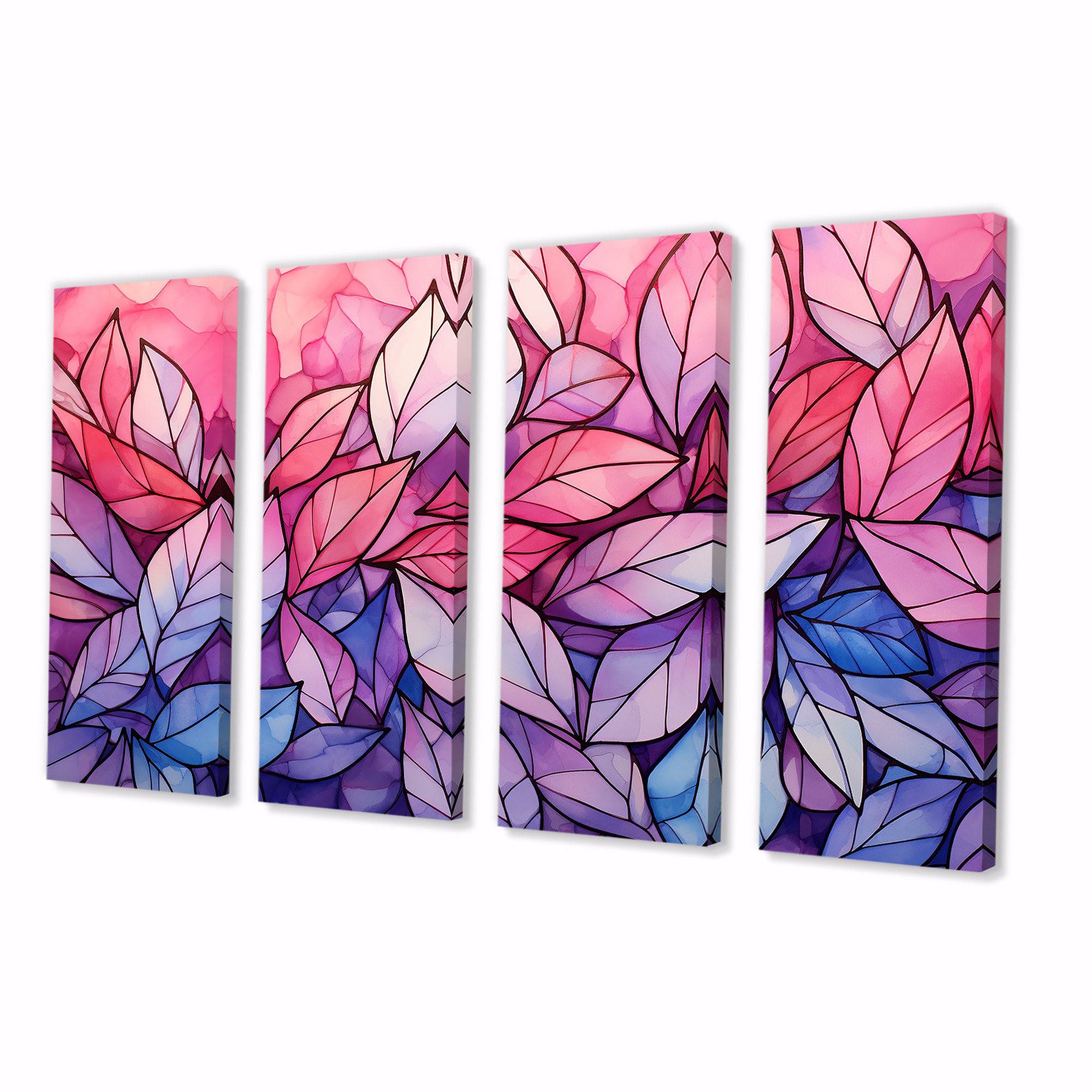 Lark Manor™ Pink And Purple Tropical Plants Leaves II - Fuschia 4 Piece ...
