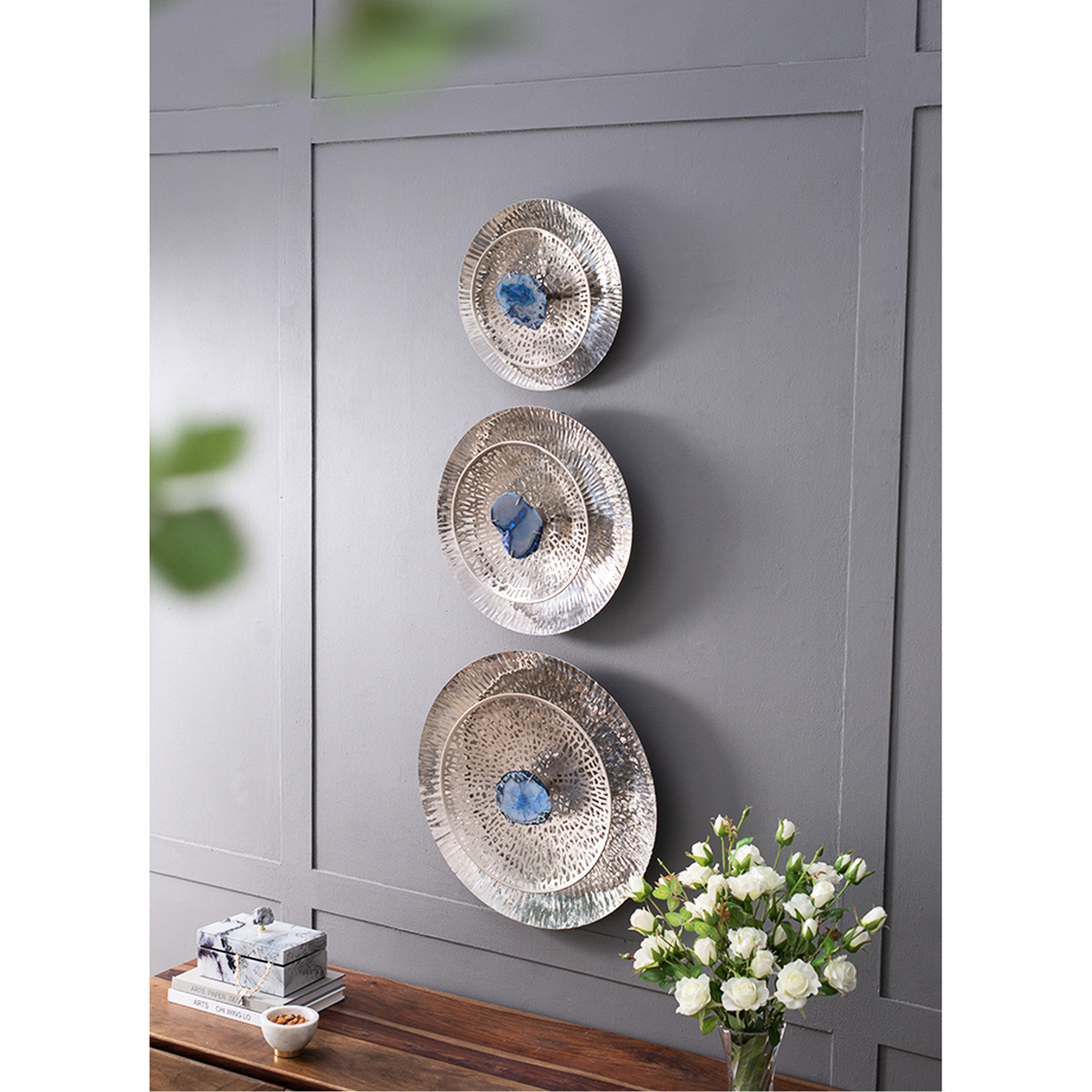 Banior Stunning Silver Textured Wall Decoration Of 3. Beautify Living ...