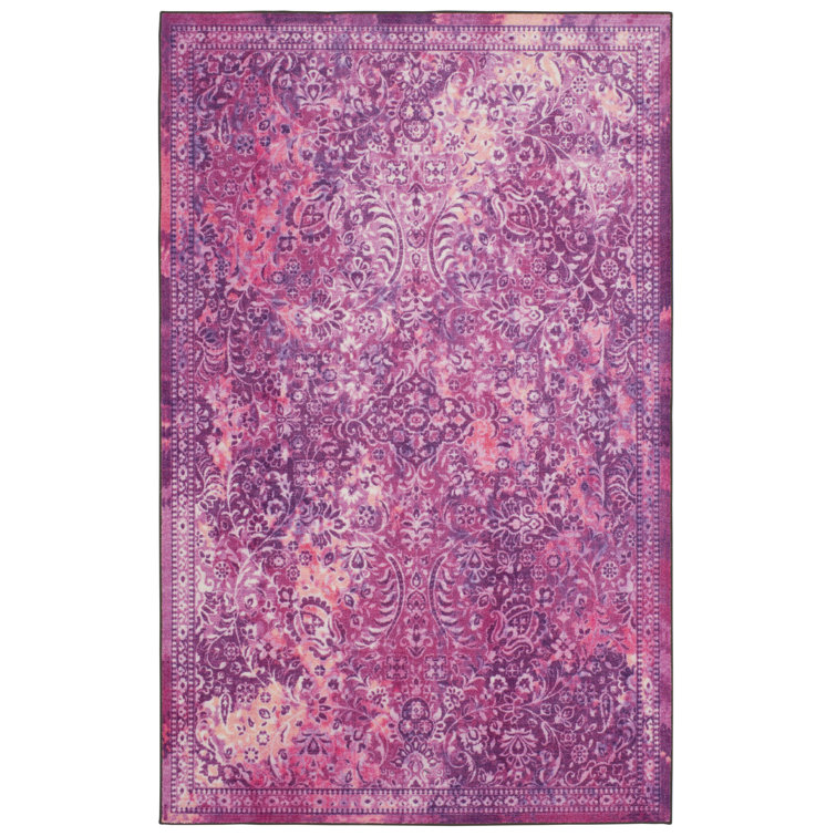 Bungalow Rose Wally Pink Traditional Floral Area Rug & Reviews | Wayfair